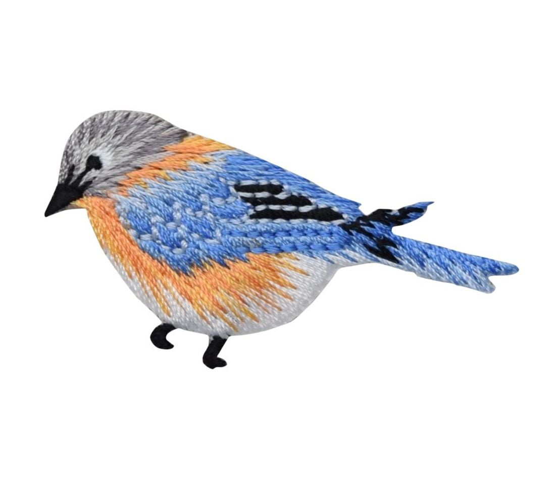 Bluebird - Blue Bird - Orange Breast - Iron on Embroidered Patch ...