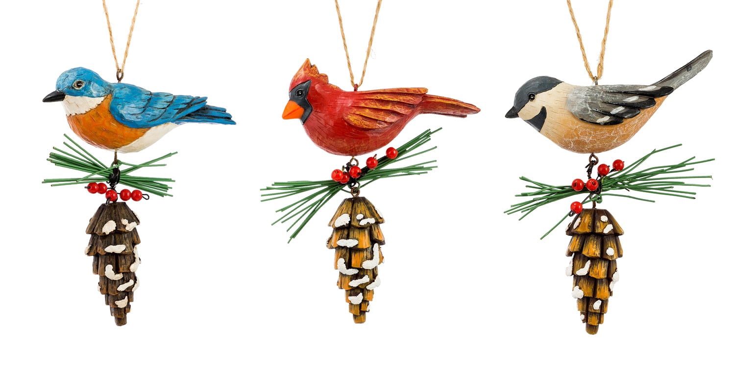 Bluebird Cardinal Chickadee Backyard Birds Christmas Holiday Ornaments ...
