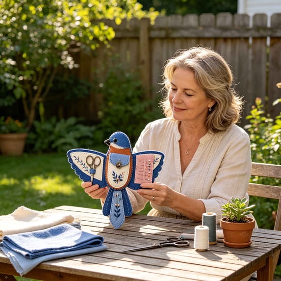 Bluebird DIY Sewing Kit, Handmade Felt Craft Project with Organizer ...