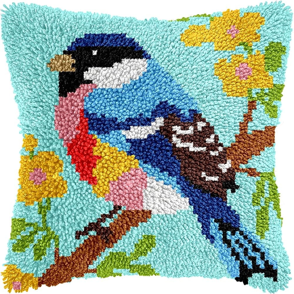 Bluebird Latch Hook Pillow Cover Kits for DIY Handmade Throw Pillow ...