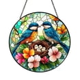 Bluebird Nest Stained Glass Style Suncatcher – Round Spring Window ...