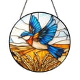 Bluebird Over Wheat Landscape Stained Glass Style Window Hanging ...
