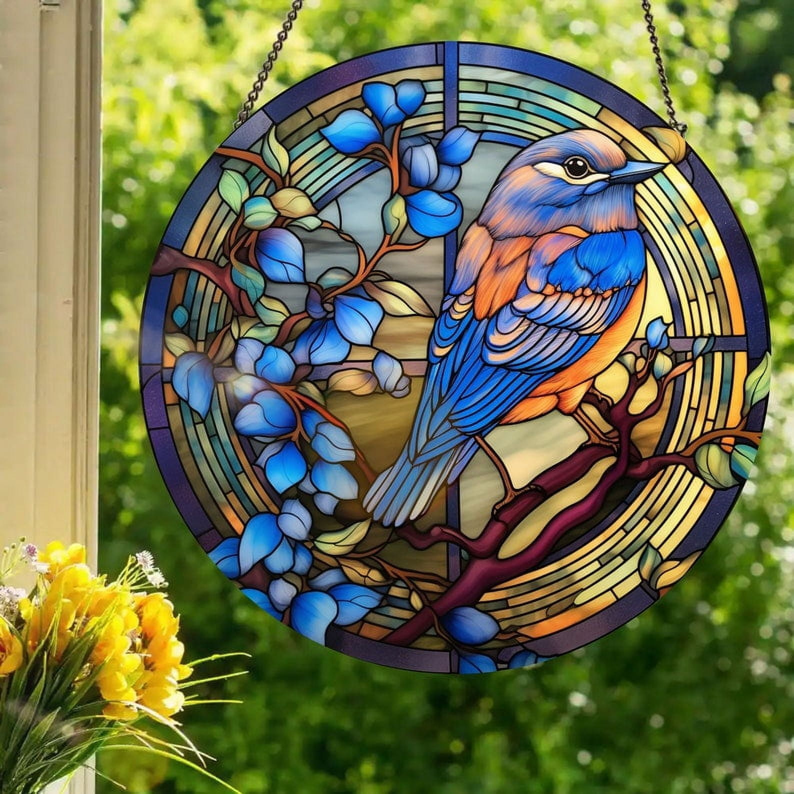 Bluebird: Stained Glass Style Wall or Window Hanging - Walmart.com