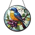 Bluebird Stained Glass Suncatcher Window Hanging, Berry Branch Light ...