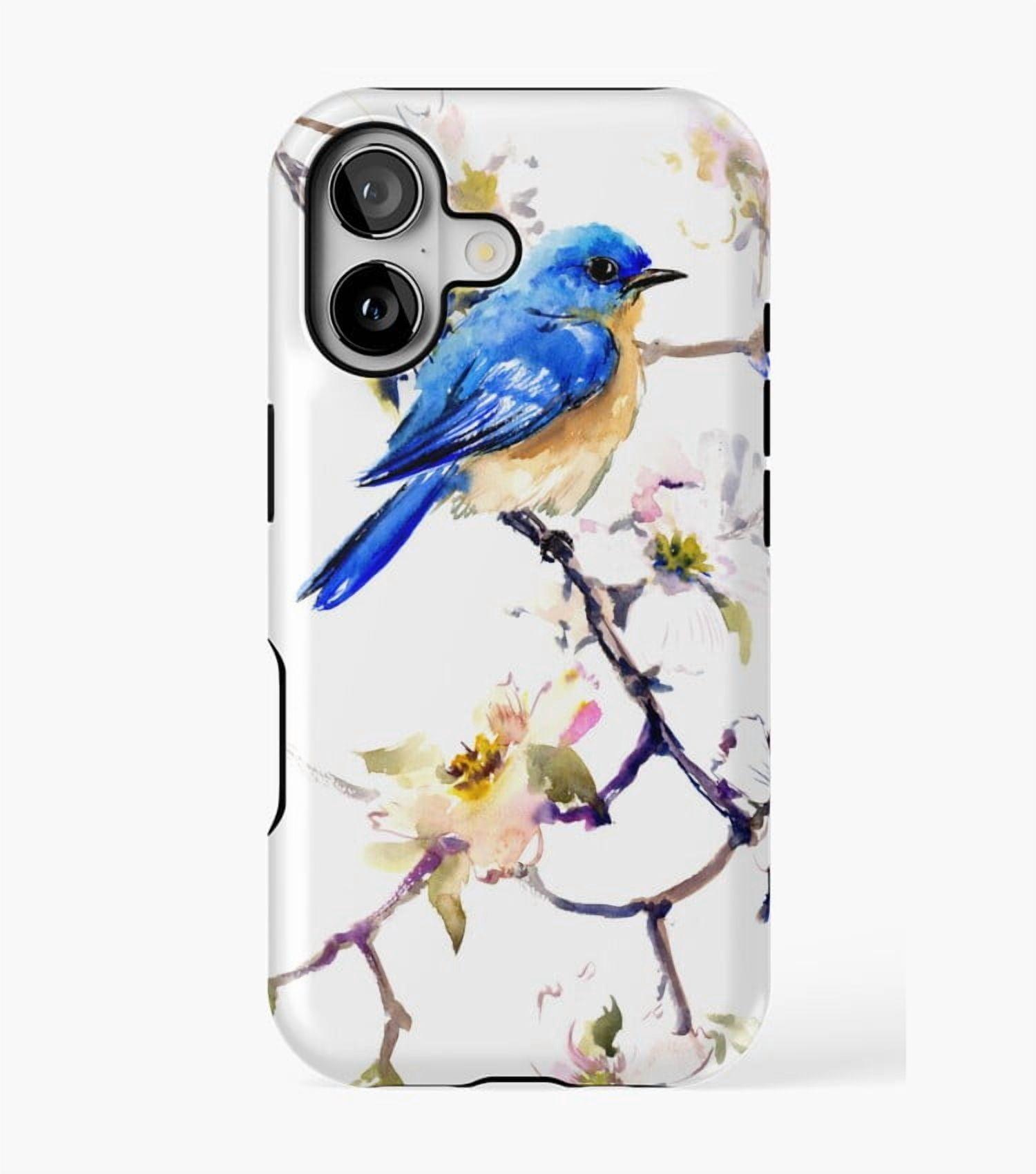 Bluebird and Dogwood Spring Flowers Protective Hard Case for iPhone 11 ...