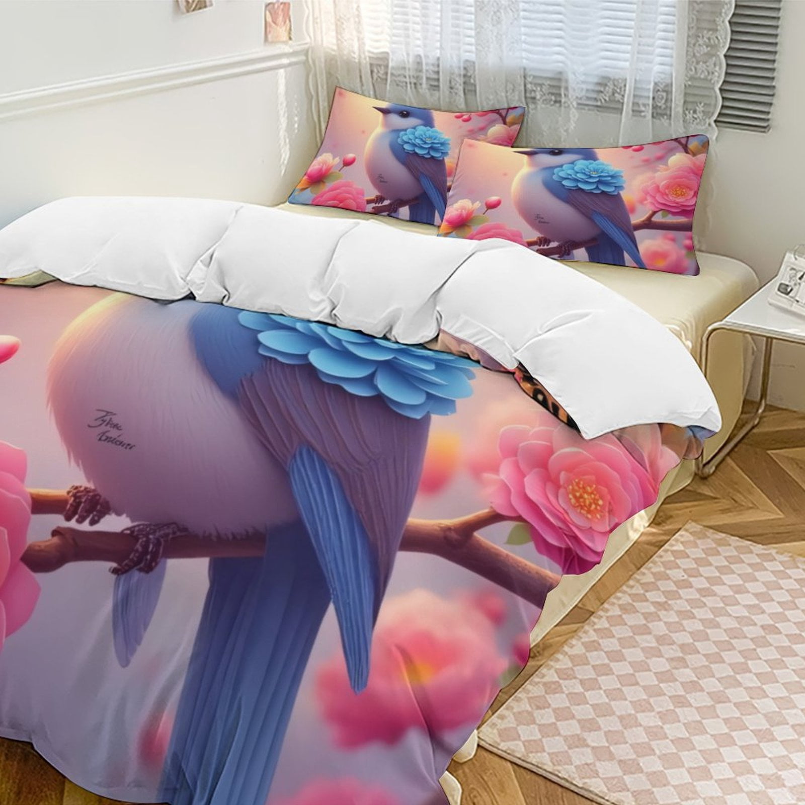 Bluebird in Blossom Garden Bedding Set Couple Bedclothes Pillowcase ...