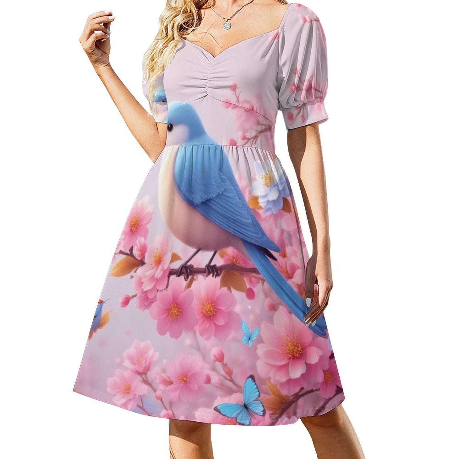 Bluebird in Cherry Blossoms Summer Women's Dress 2025 Elegant Dresses Plus Sizes - Walmart.com