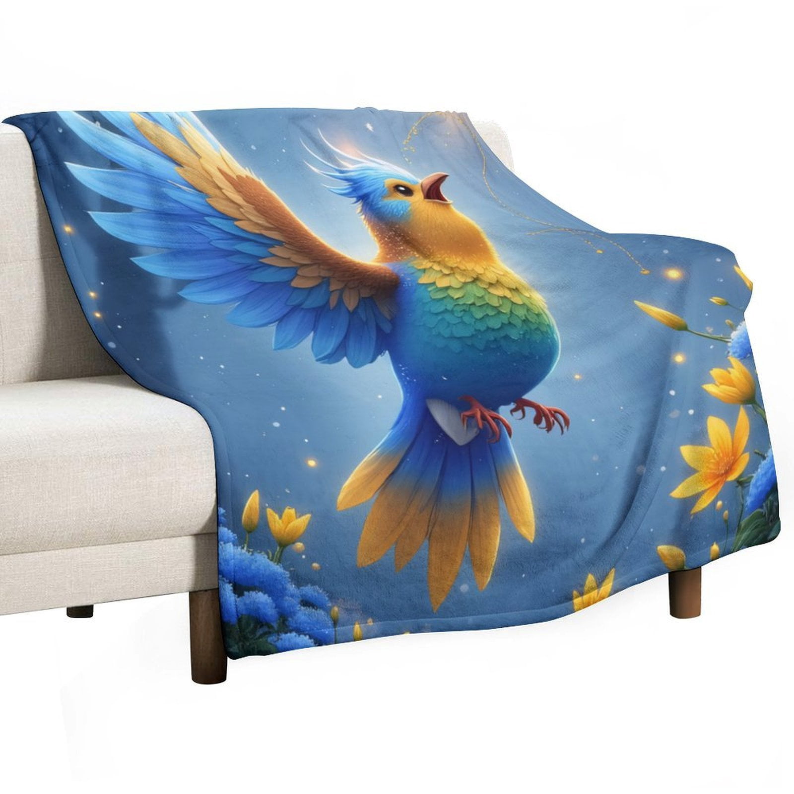 Bluebird in Fantasy Garden Blankets Bedroom Living Room Sofa Throw ...