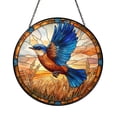 Bluebird over Wheat Field Stained Glass Style Suncatcher – Window Decor ...