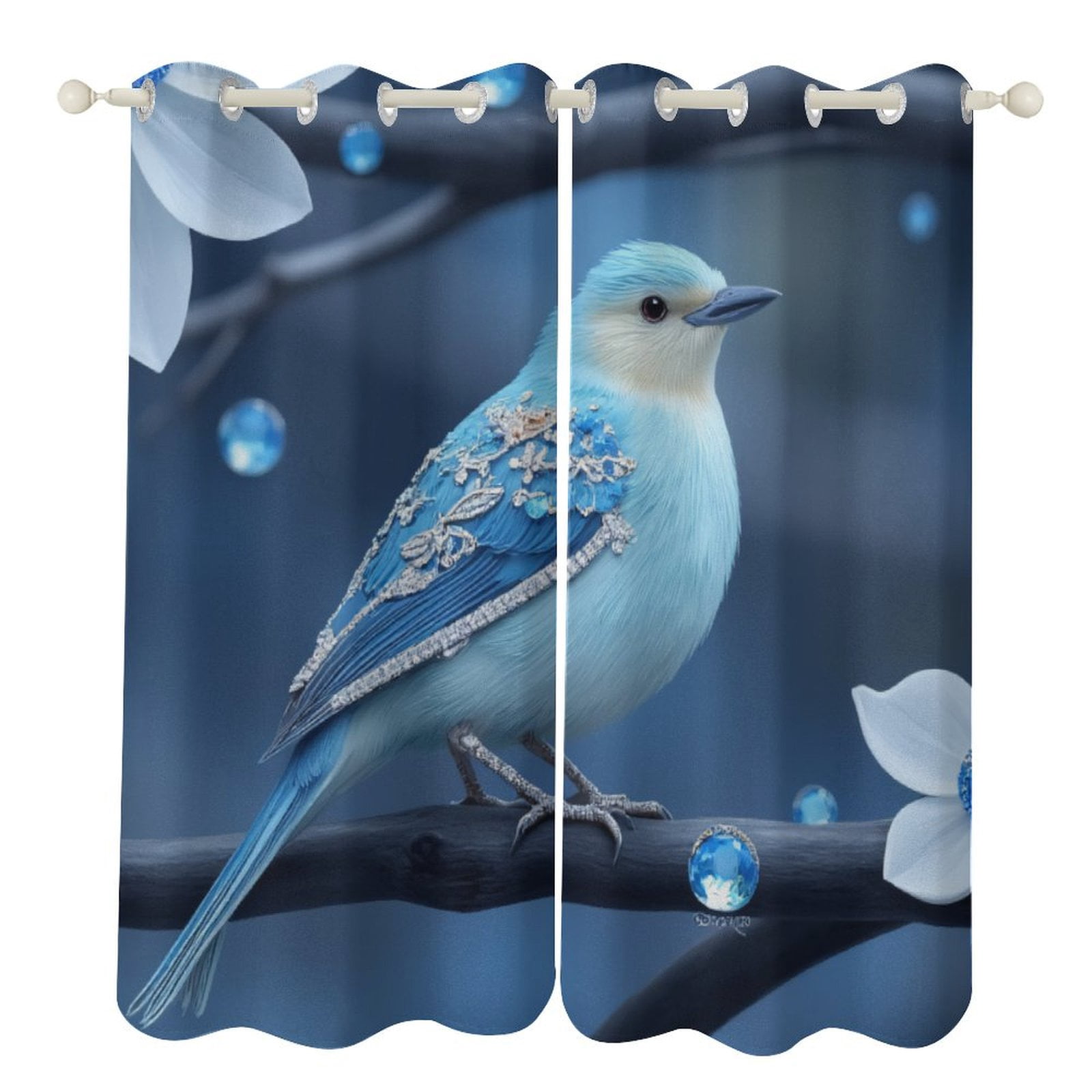 Bluebird with Floral Print Luxury Window Curtains Blinds for Living ...