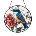 Bluebird with Roses Stained Glass Suncatcher Window Hanging, Decorative ...