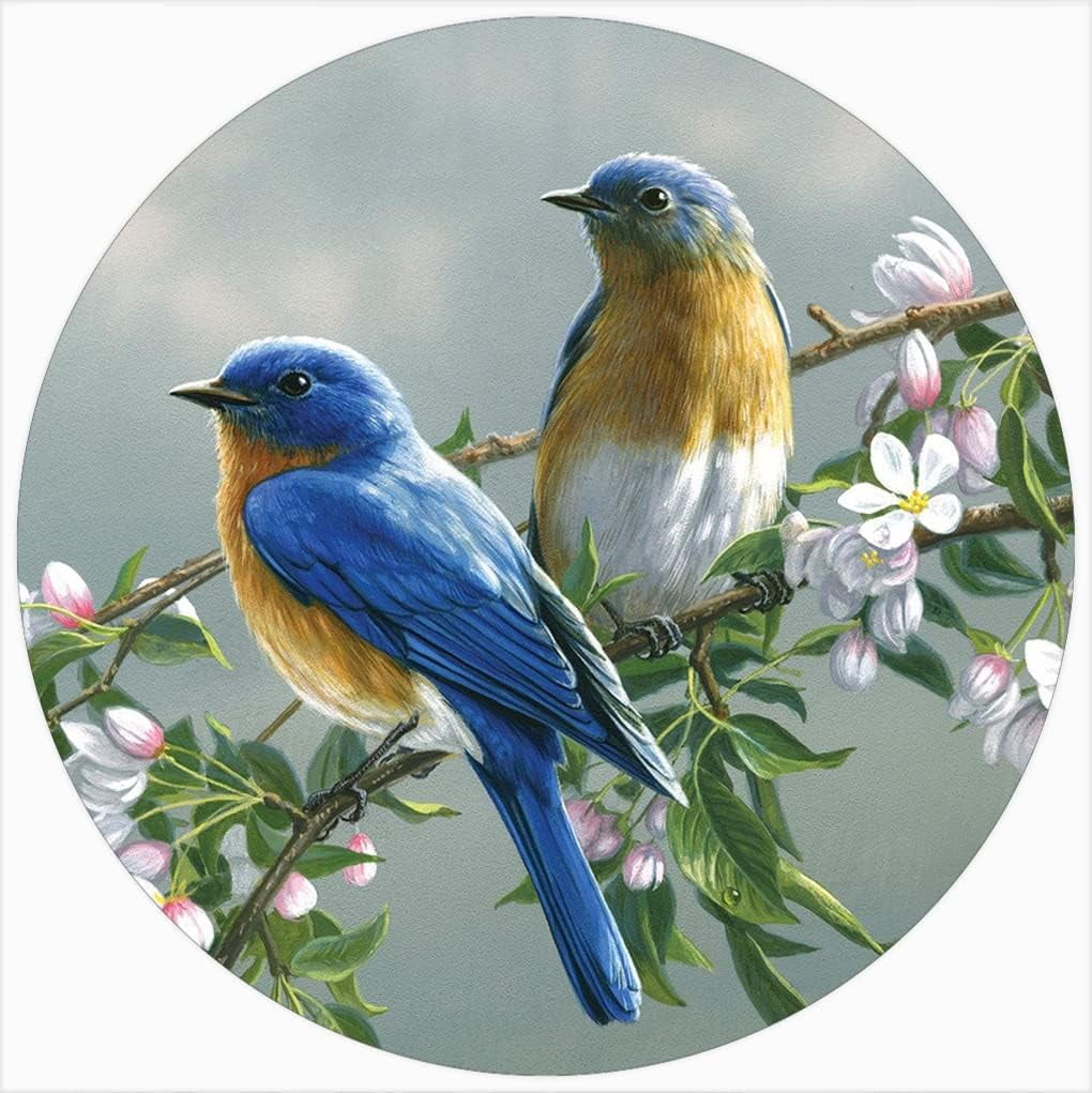 Bluebirds Round Metal Tin Sign Rustic Wreath Sign Wall Hanging Plaque ...