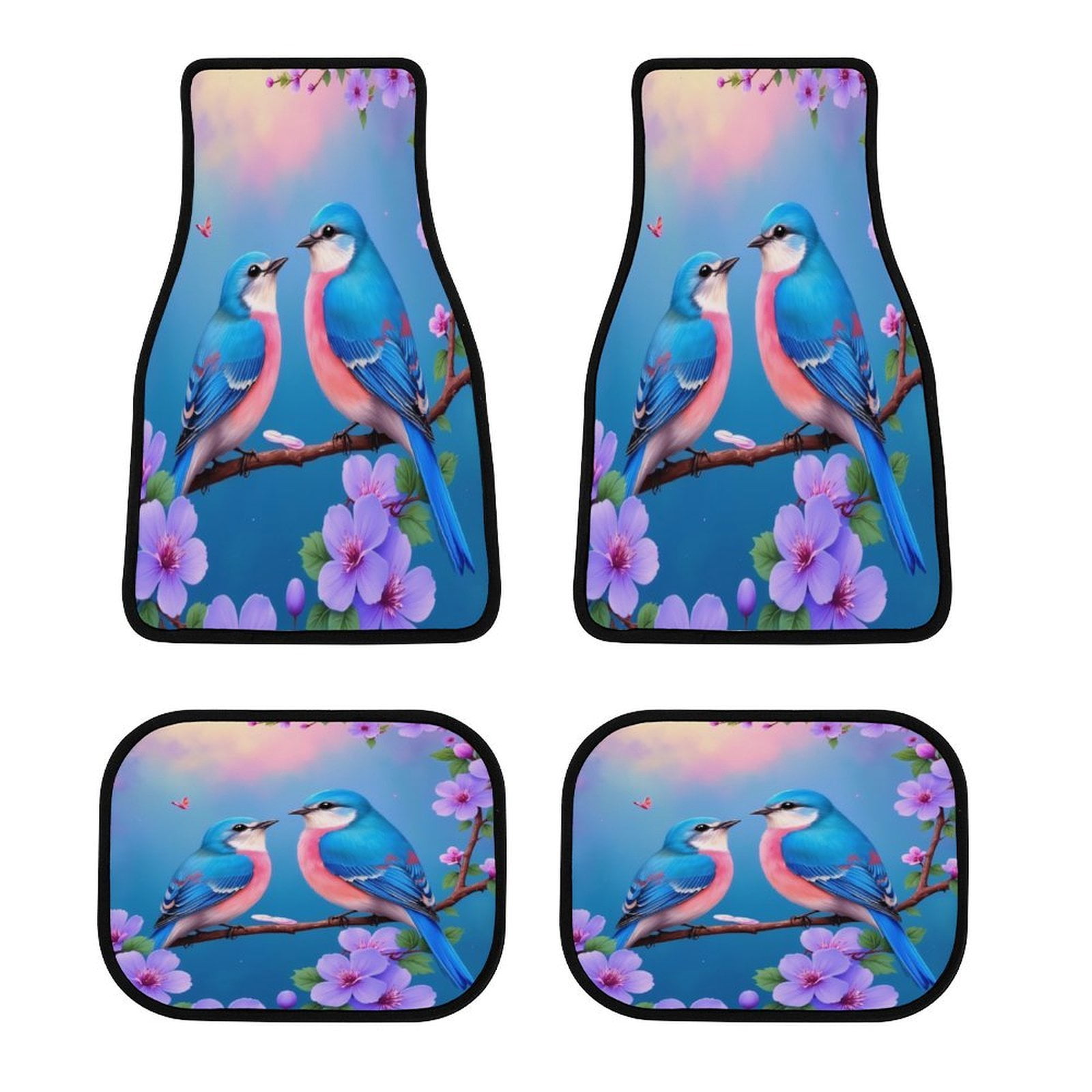 Bluebirds on Cherry Blossom Branch Floor Mats for Cars All Weather ...