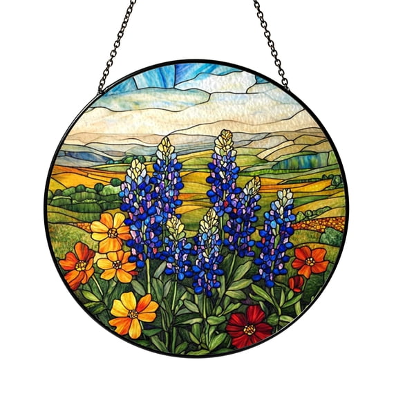 Bluebonnet Floral Decorative Stained Glass Style Suncatcher Window ...