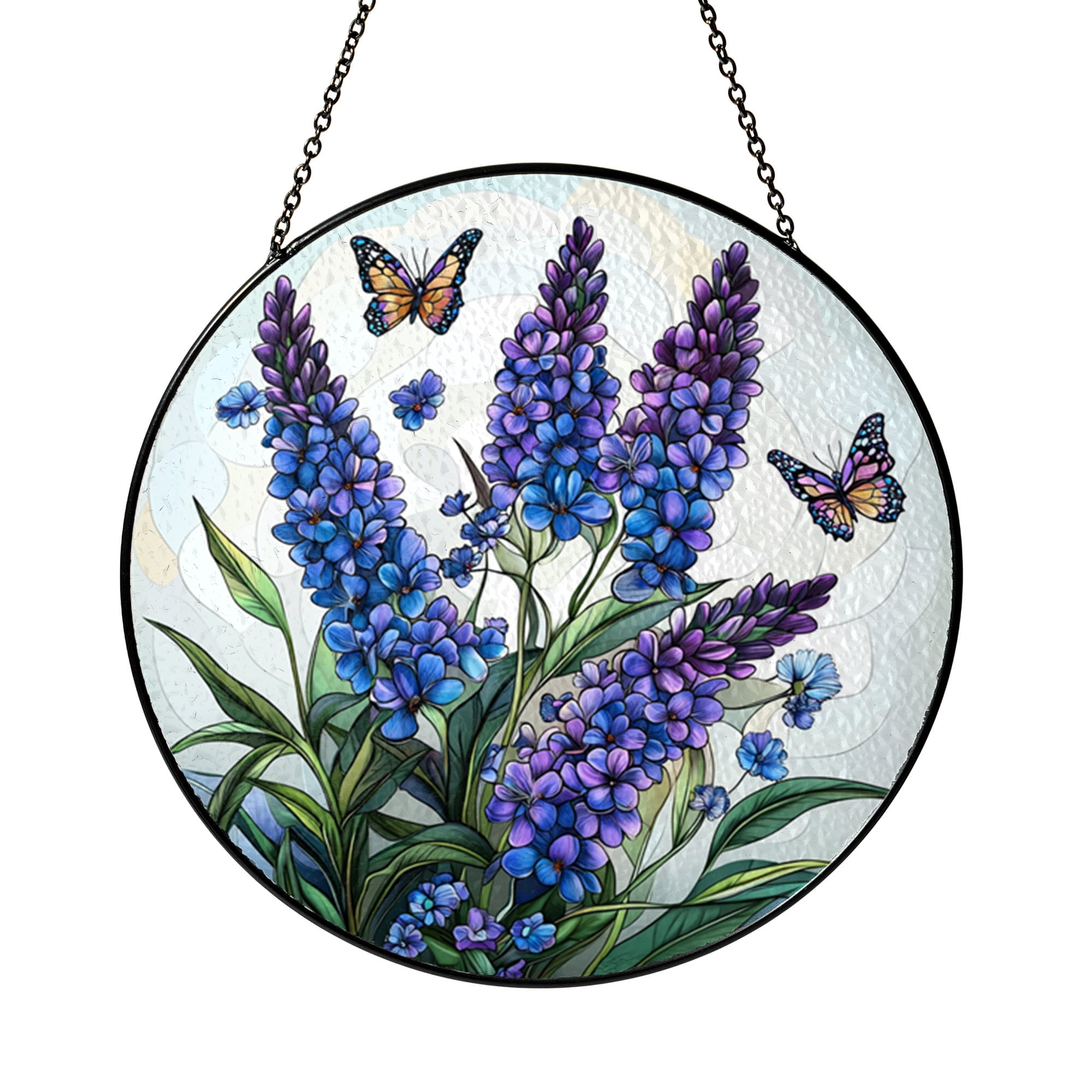 Bluebonnet Flower Butterfly Suncatcher – Stained Glass Style Floral ...