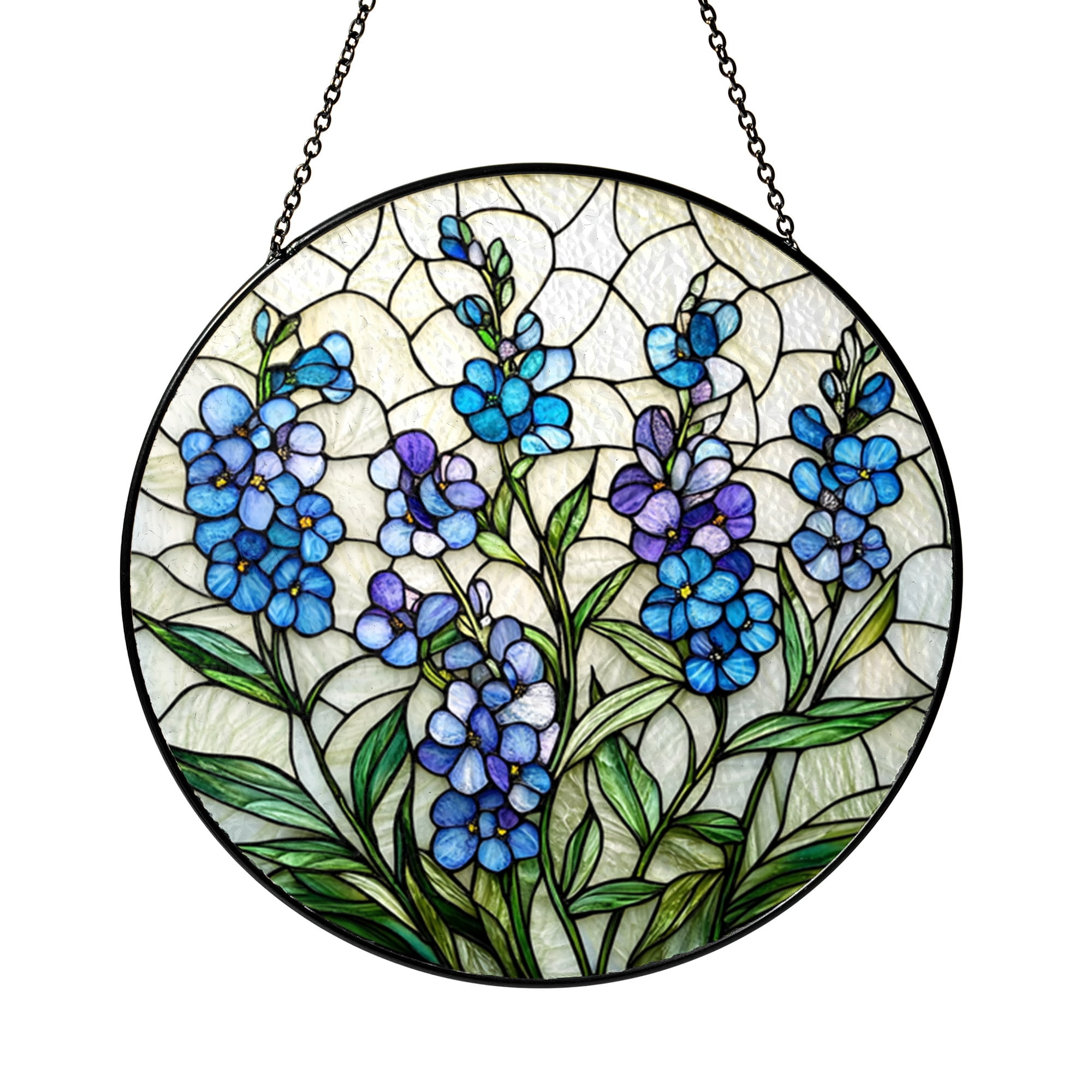 Bluebonnet Flower Field Landscape Stained Glass Style Window Suncatcher ...