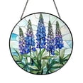 Bluebonnet Flower Stained Glass Suncatcher, Floral Round Window Hanging ...