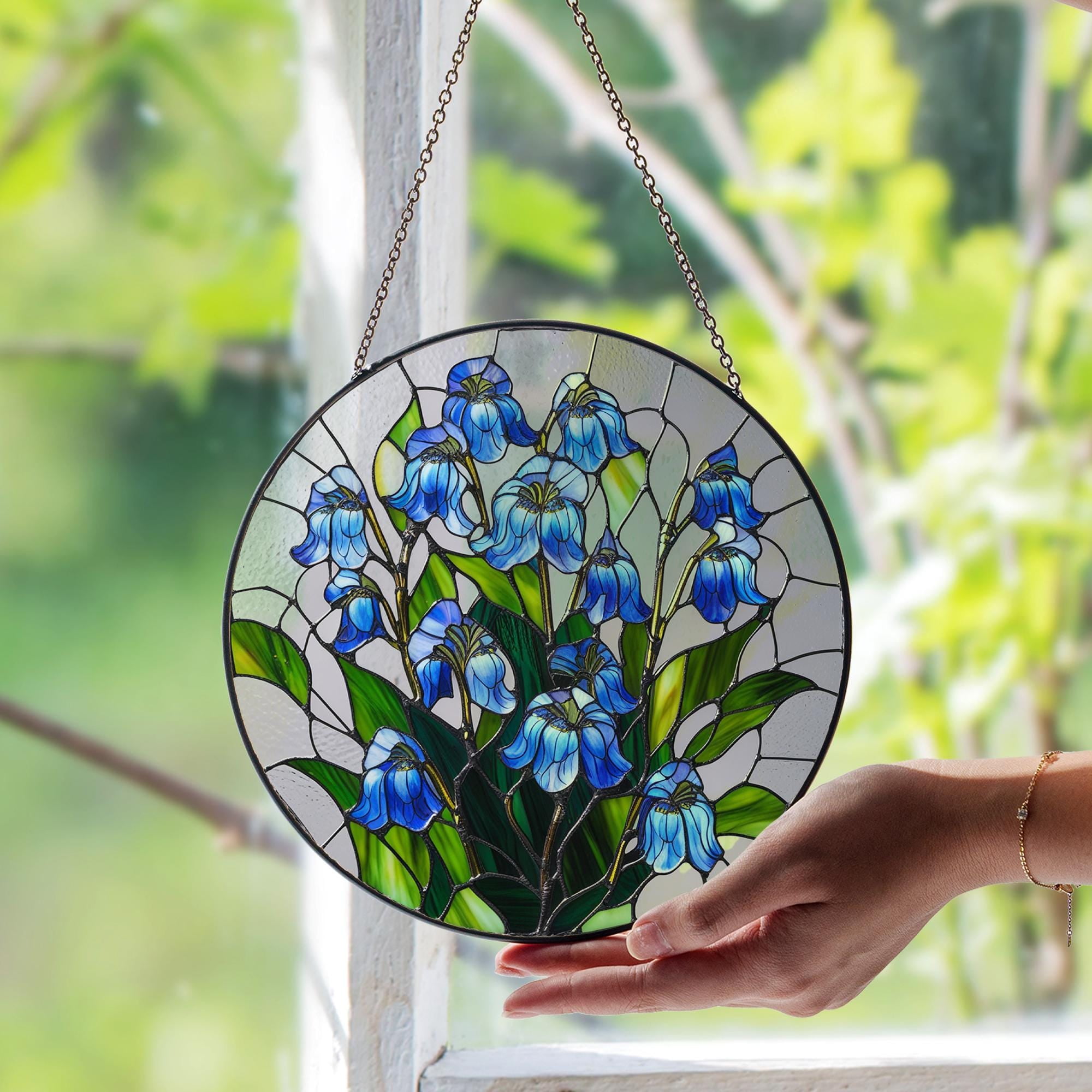 Bluebonnet Flower Stained Glass Suncatcher _ Texas Bluebonnet Floral ...