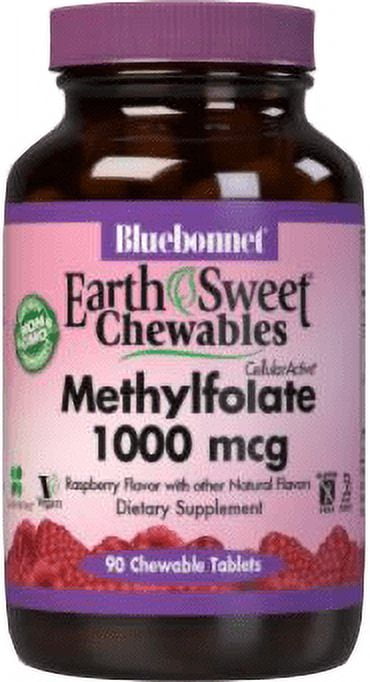 Bluebonnet EarthSweet Chewables, CellularActive Methylfolate 1000 Mcg ...