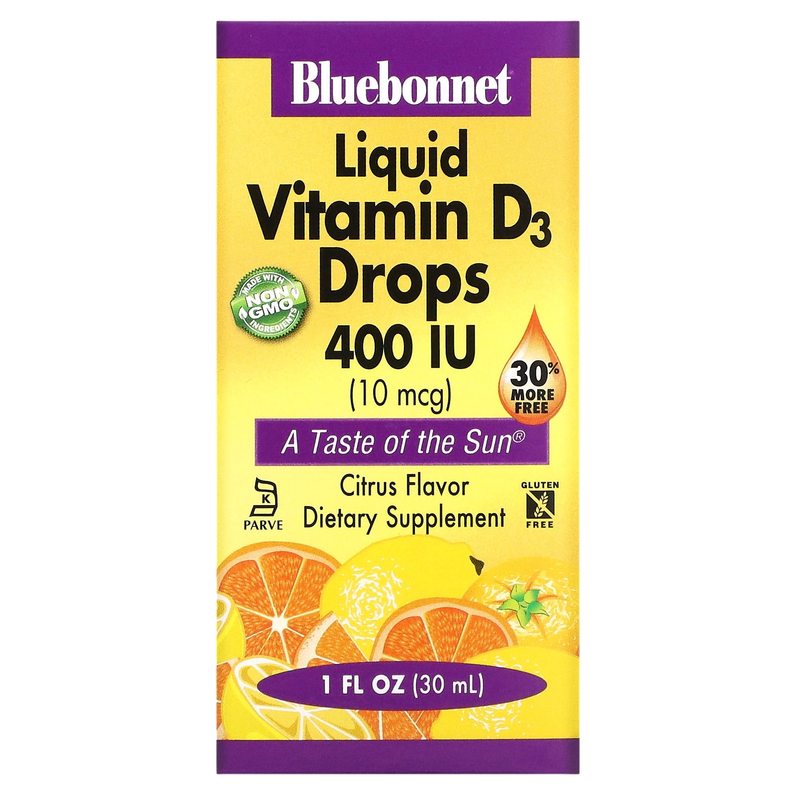 Bluebonnet Vitamin D3 10 mcg (400 IU) Liquid Drops 1 oz Liquid ...