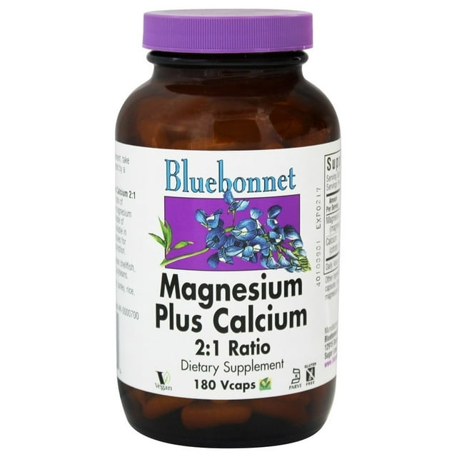 Bluebonnet Magnesium Calcium 2:1 Ratio, Chelated Citrate, 180 ...