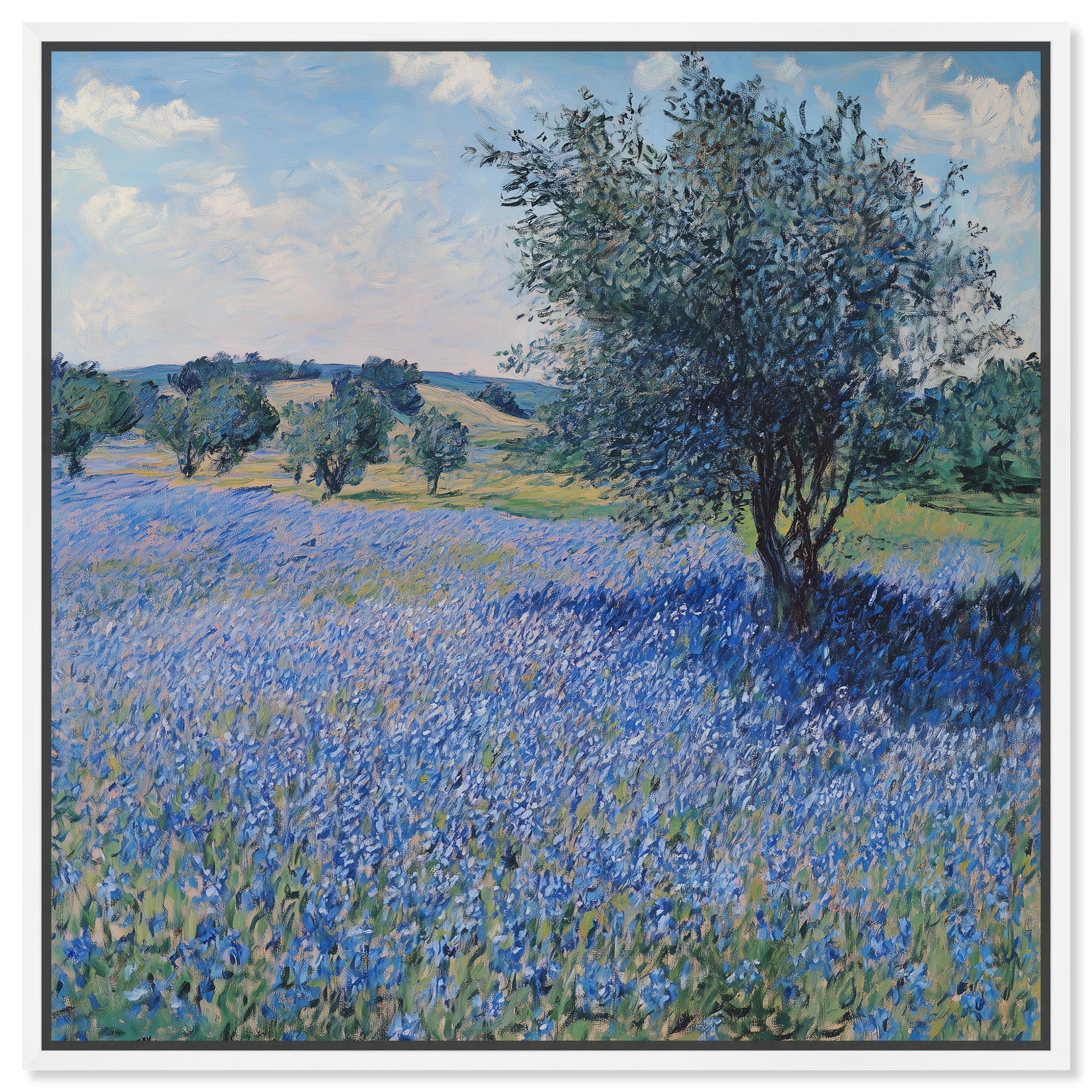 Bluebonnet Meadow II Canvas Pastel Landscape by Art Remedy, White Frame ...