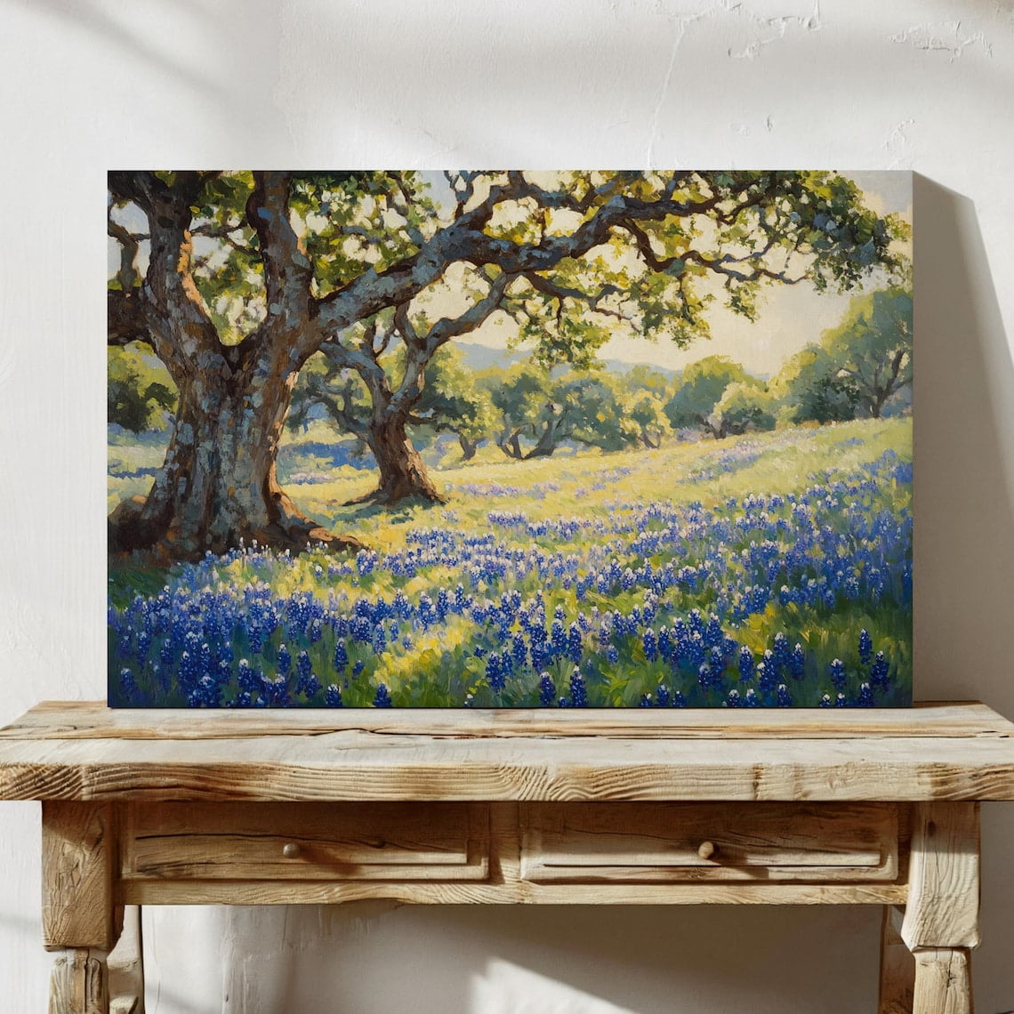 Bluebonnet Meadow Landscape Wall Art Print, Spring Wildflower Field ...