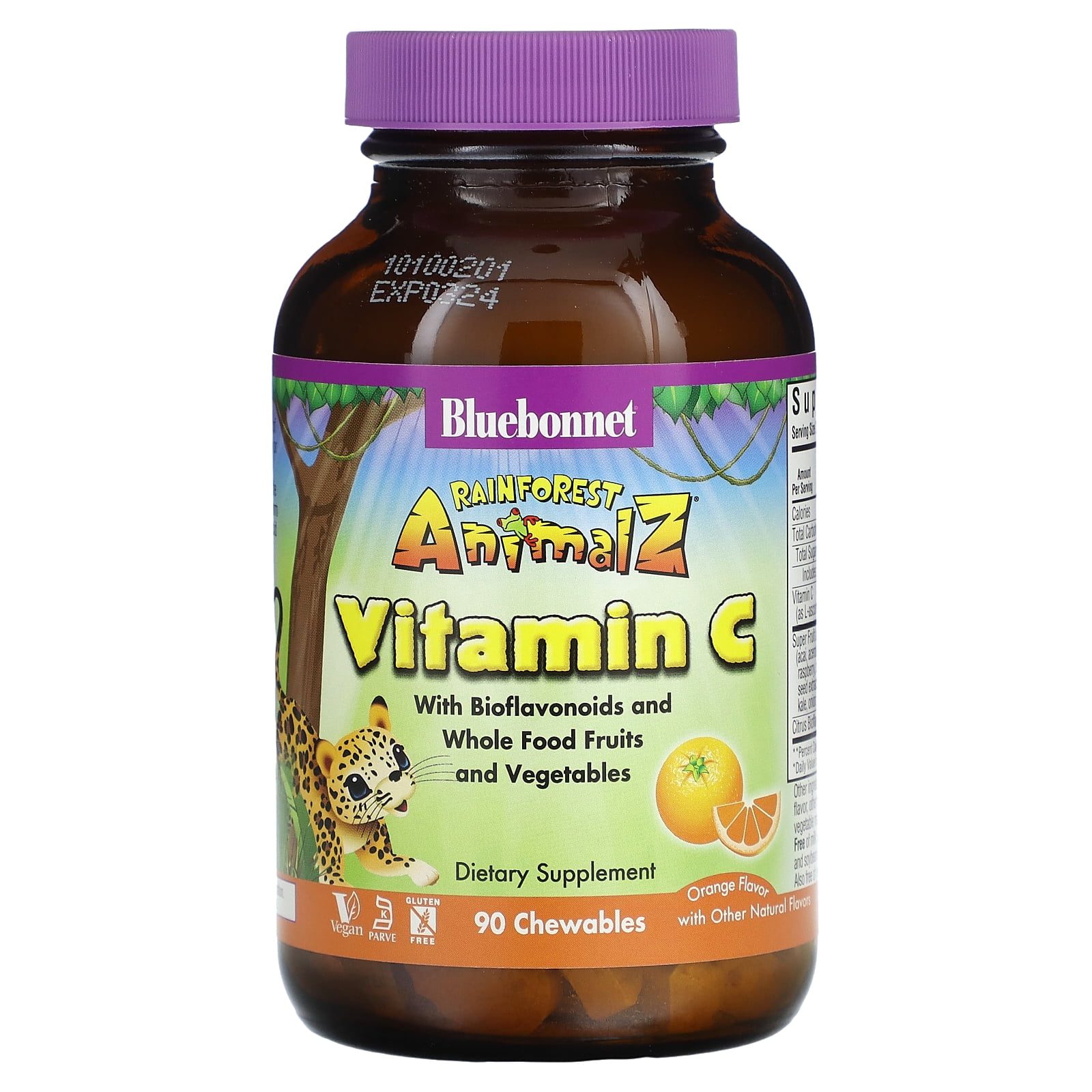 Bluebonnet Nutrition Rainforest Animalz, Vitamin C, Orange , 90 ...