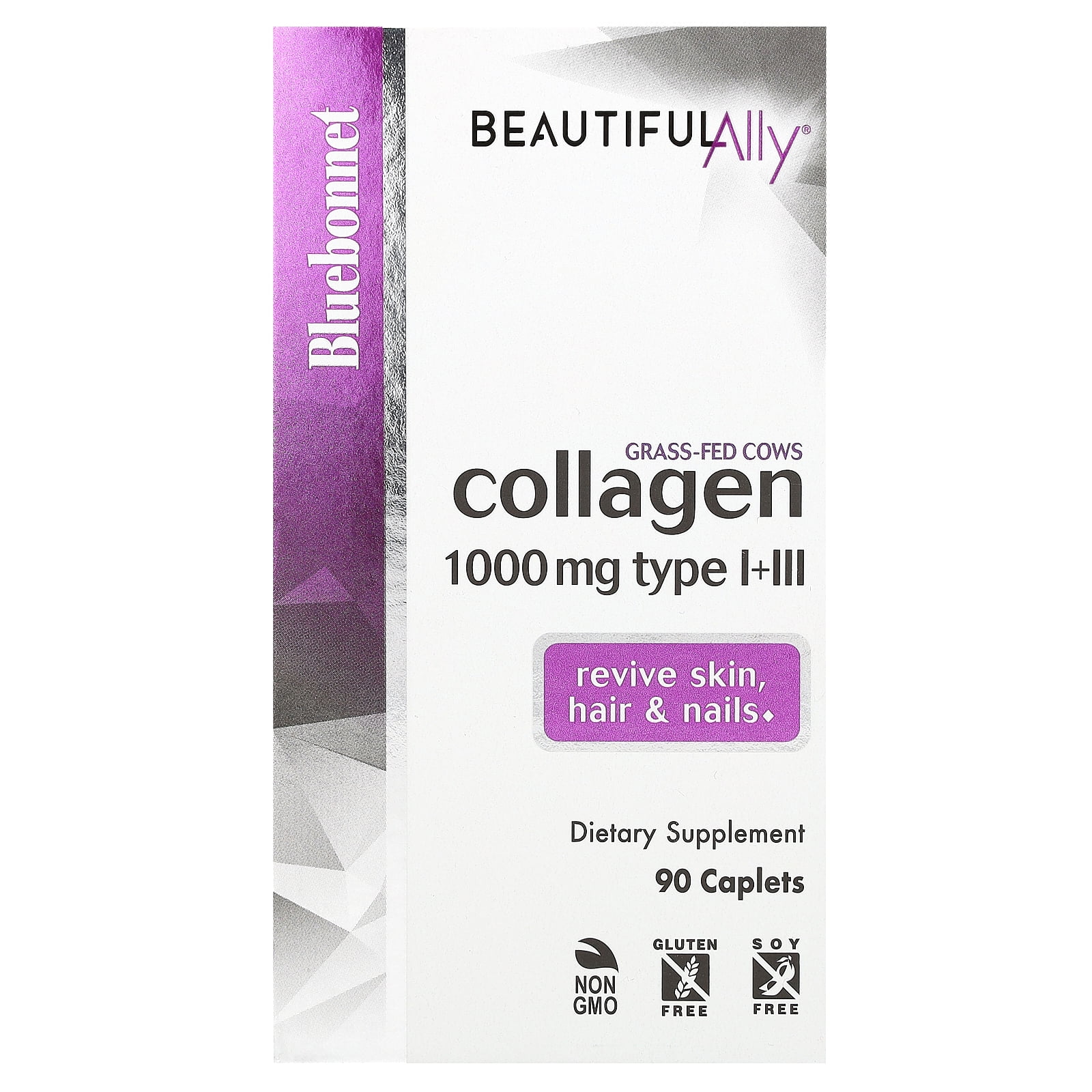 Bluebonnet Nutrition Beautiful Ally®, Collagen Type I + III, 1,000 mg ...