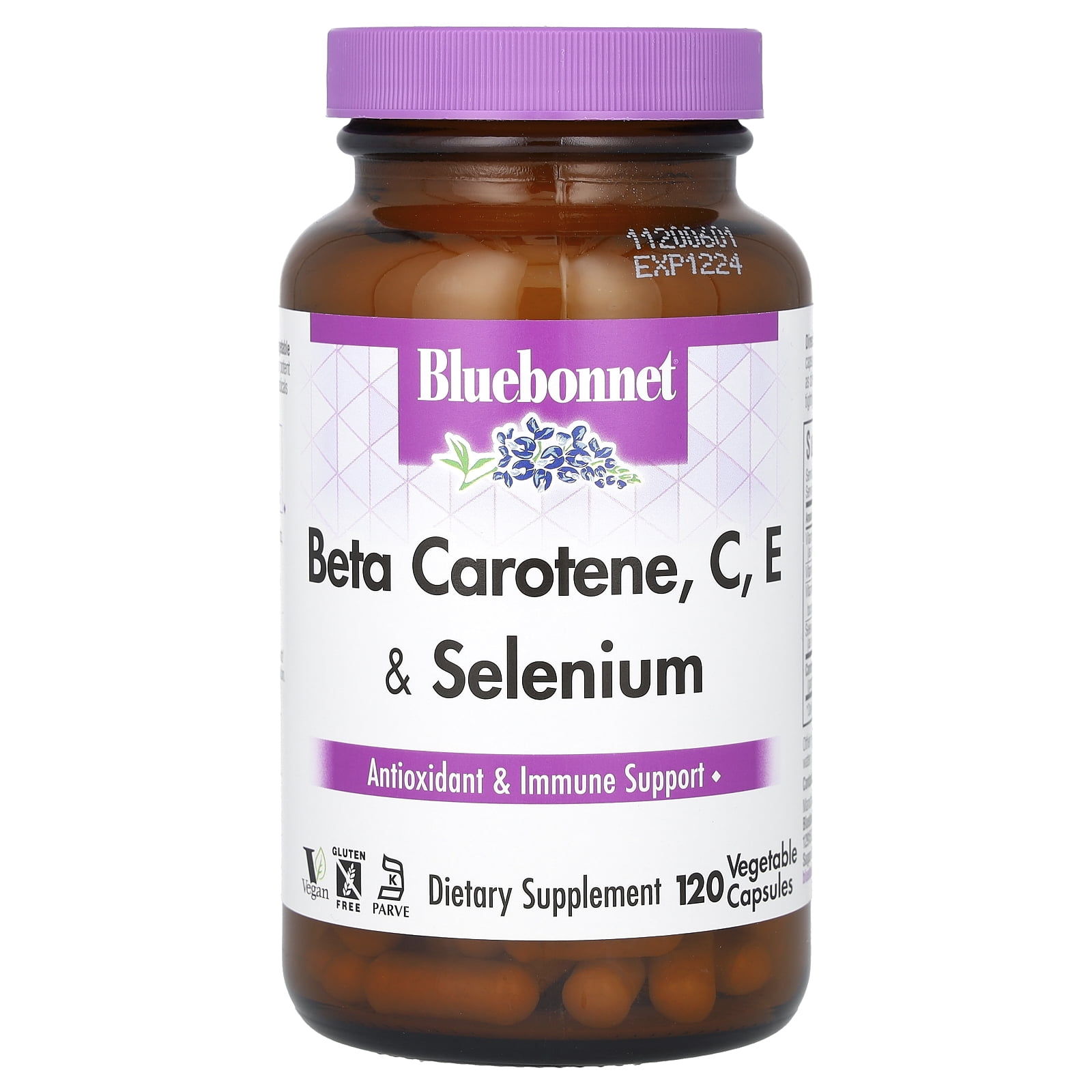 Bluebonnet Nutrition Beta Carotene, C, E & Selenium, 120 Vegetable ...