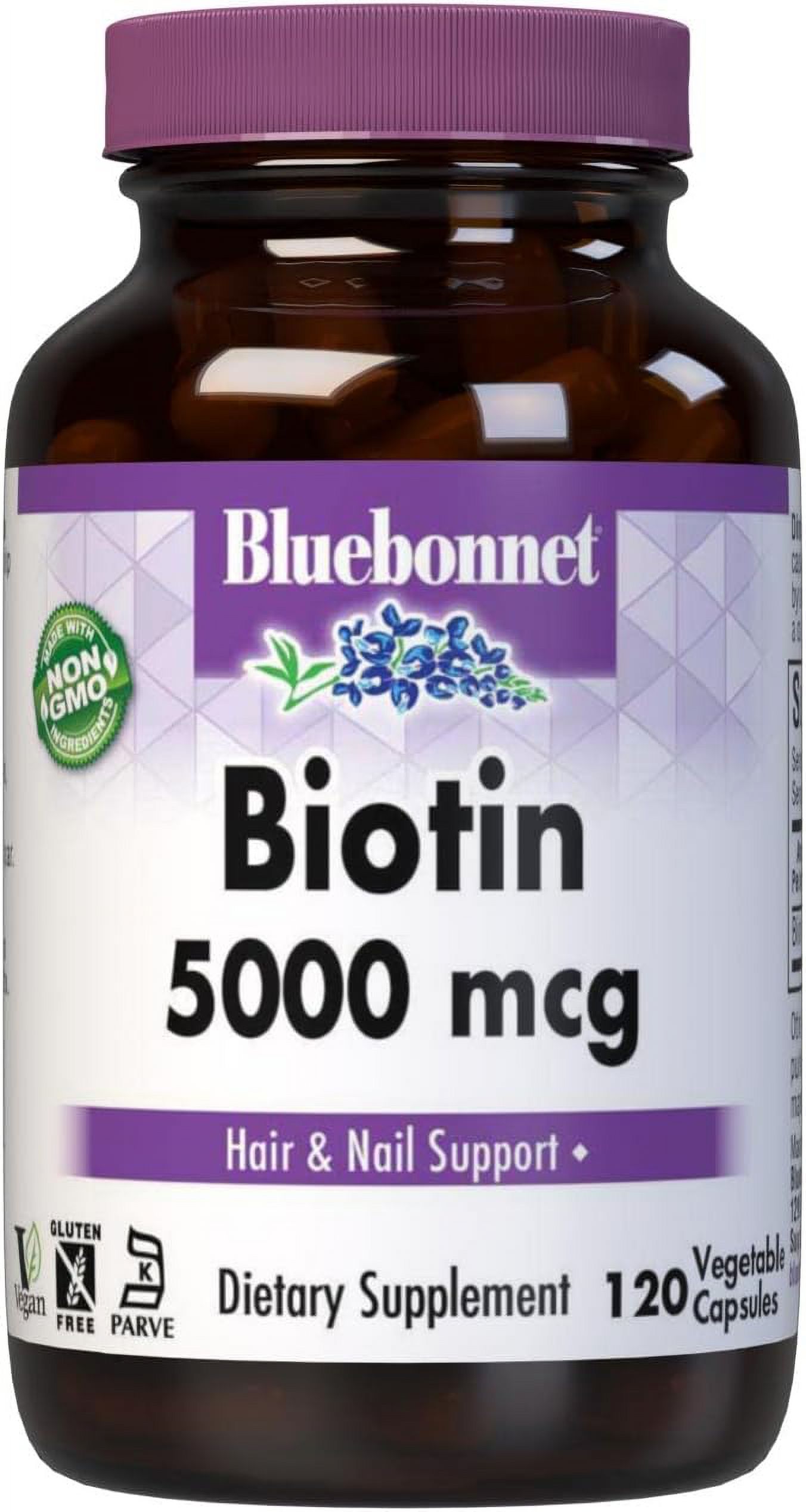 Bluebonnet Nutrition Biotin 5000 Mcg Vegetable Capsules, Biotin is a B ...