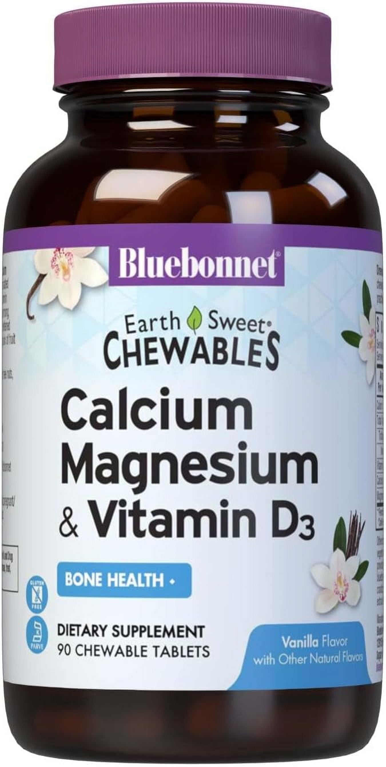 Bluebonnet Nutrition Calcium Magnesium Plus Vitamin D3 Earthsweet, Bone ...