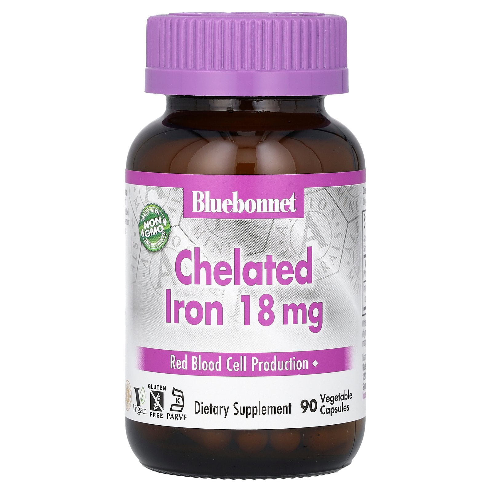 Bluebonnet Nutrition Chelated Iron 18mg, Ferrous Glycinate Supplement ...