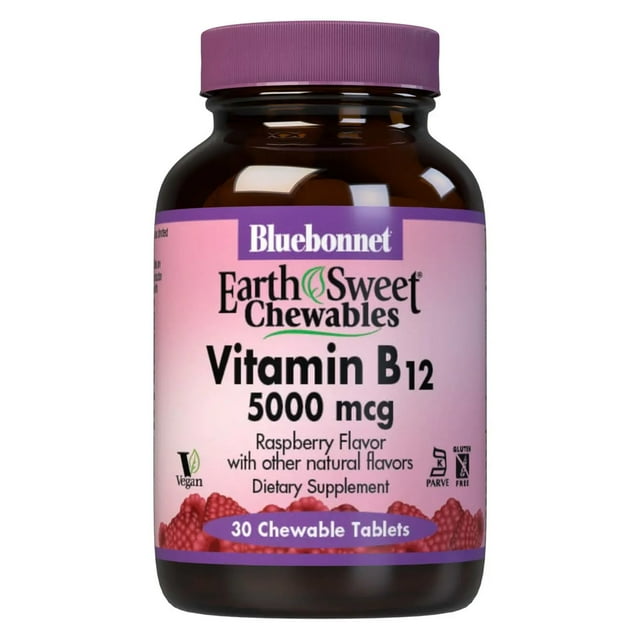 Bluebonnet Earthsweet Chewables Vitamin B-12 5000 Mcg Raspberry 30 ...