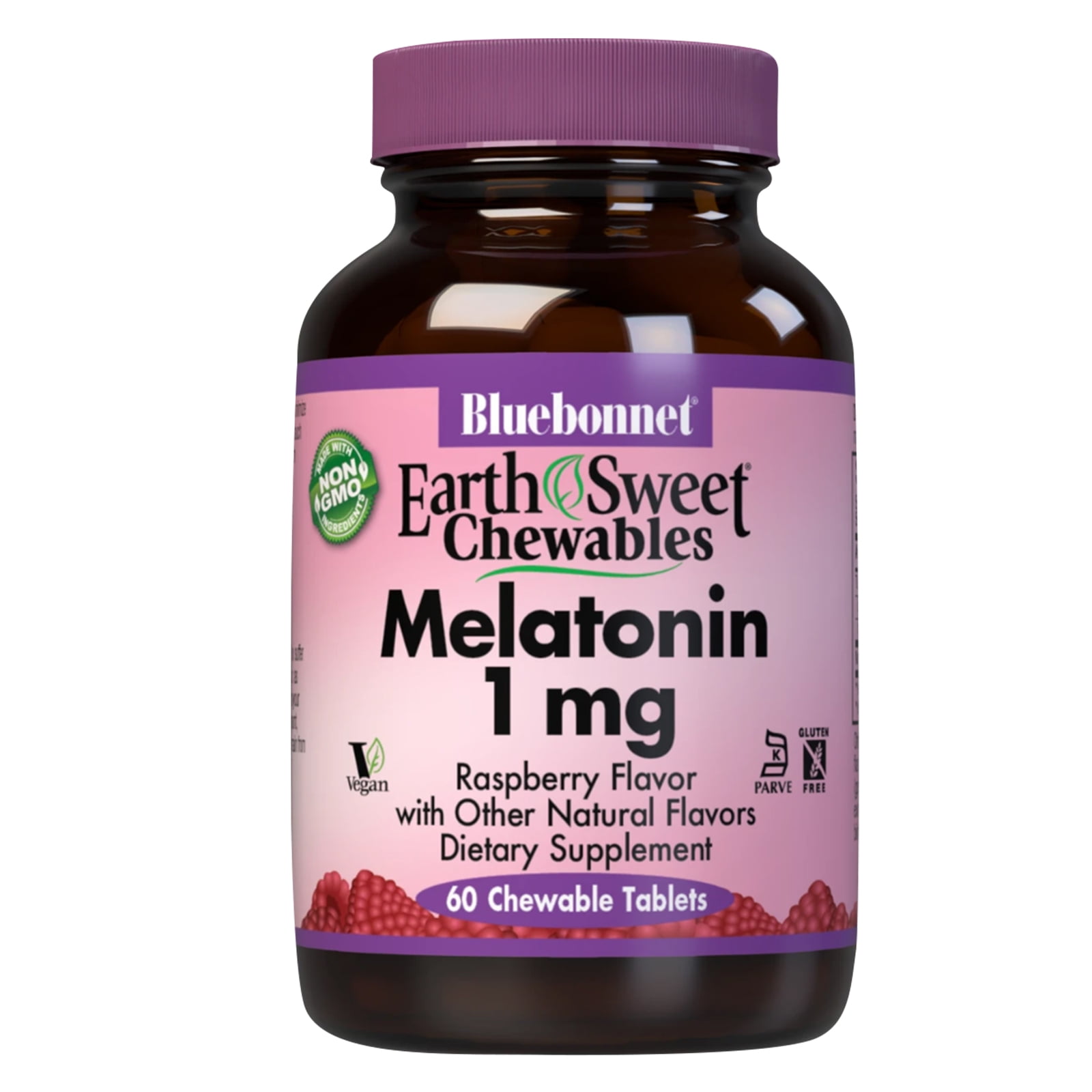 Bluebonnet Earthsweet Chewables Melatonin 1 mg Raspberry 60 Chewable ...
