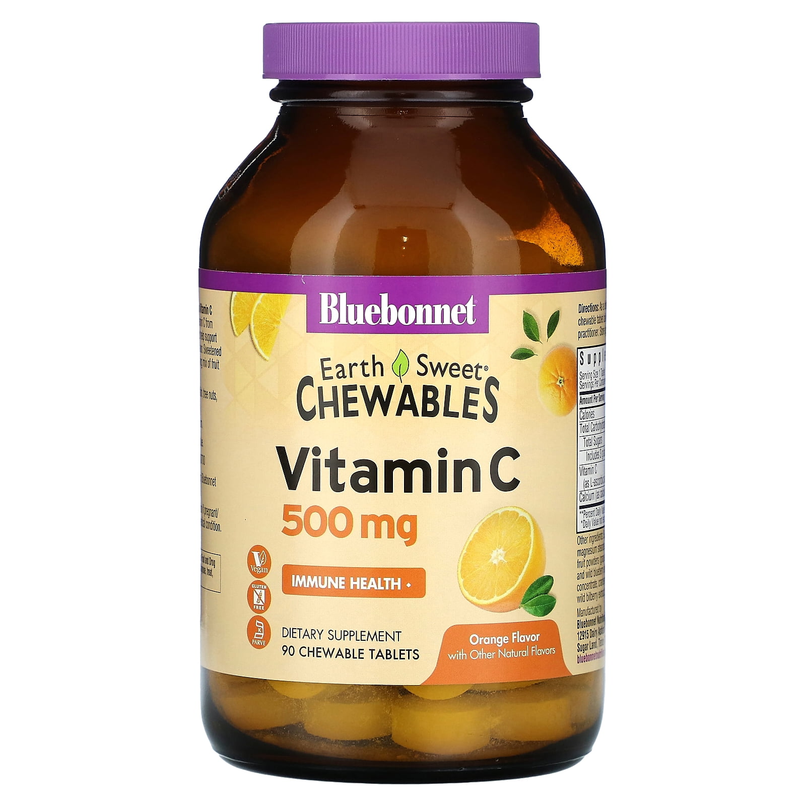 Bluebonnet Nutrition EarthSweet Chewables, 500mg Vitamin C, Orange ...