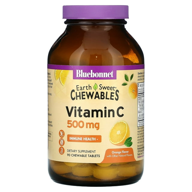 Bluebonnet Nutrition EarthSweet Chewables, 500mg Vitamin C, Orange ...