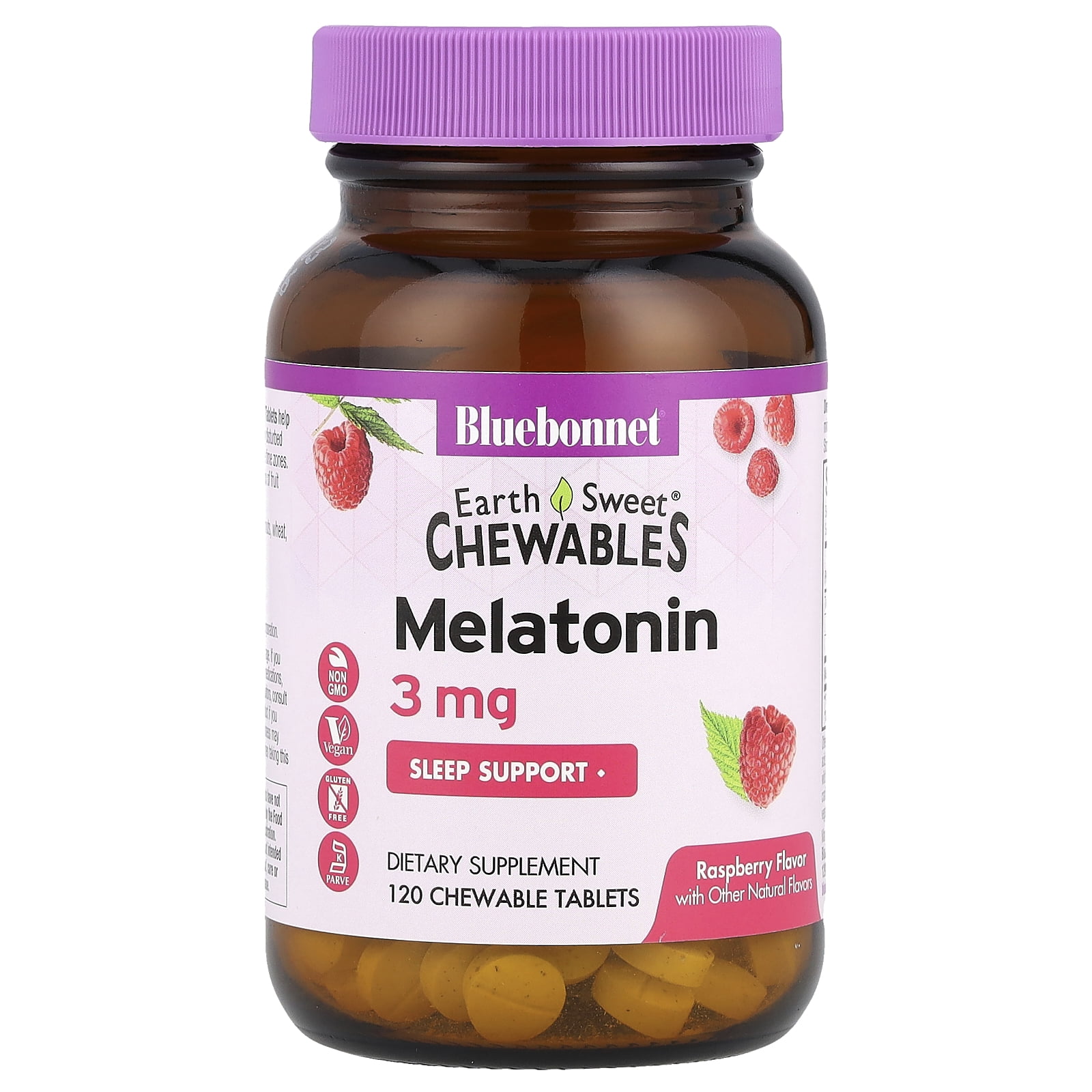 Bluebonnet Nutrition Melatonin 3 mg, Raspberry, Gluten Free, Non-GMO ...