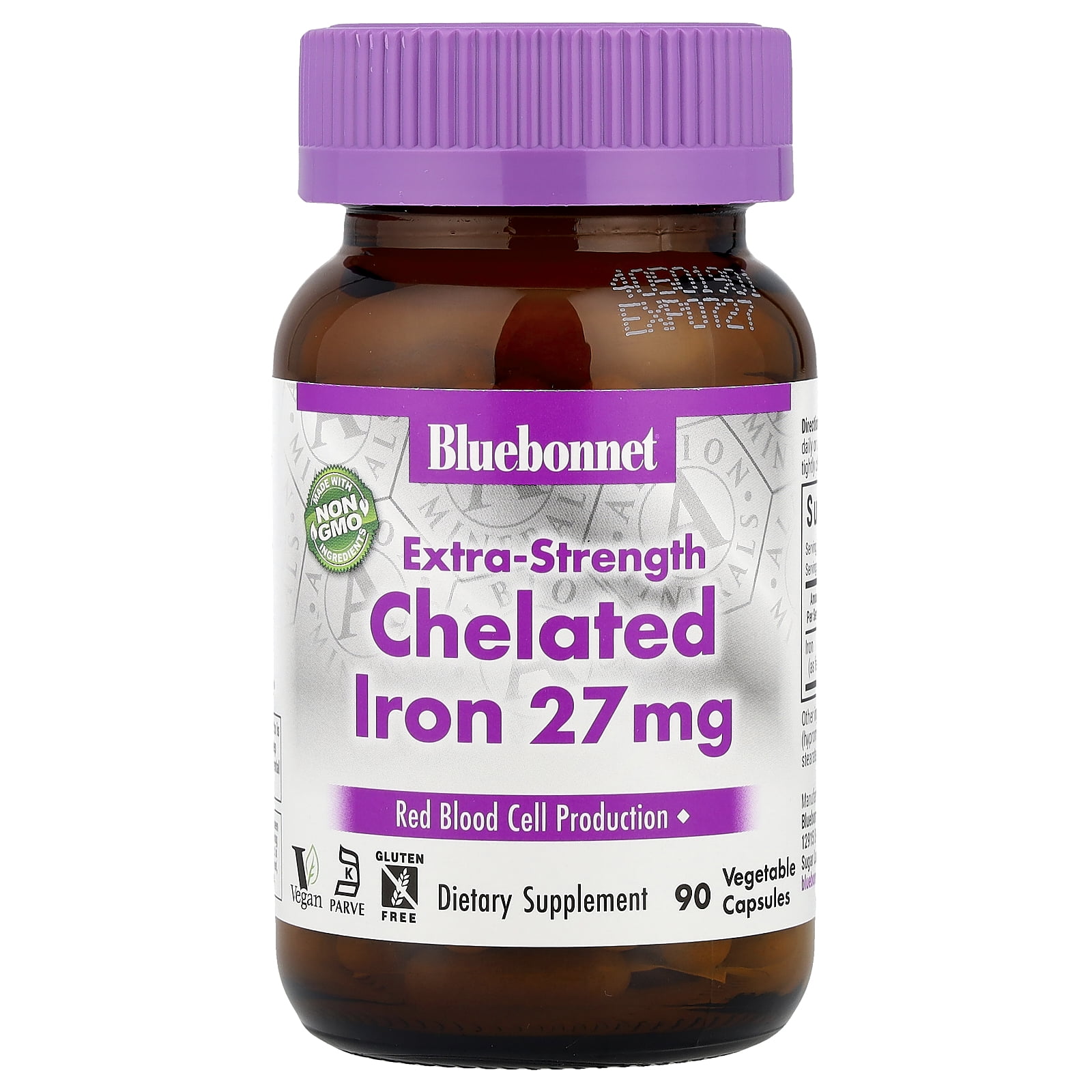 Blue Bonnet Chelated Iron 27 mg Extra Strength Vegan Supplement ...