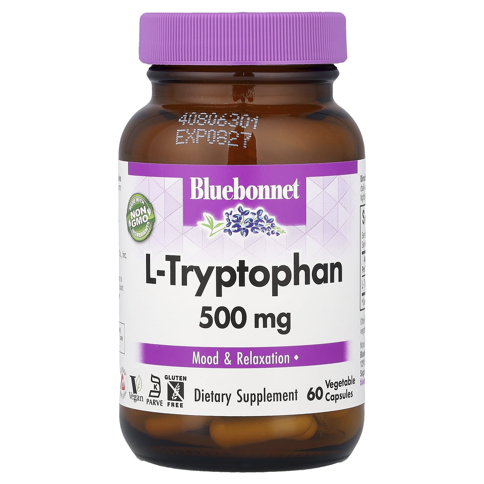 Bluebonnet Nutrition L-Tryptophan 500 mg, Neurotransmitter Support ...