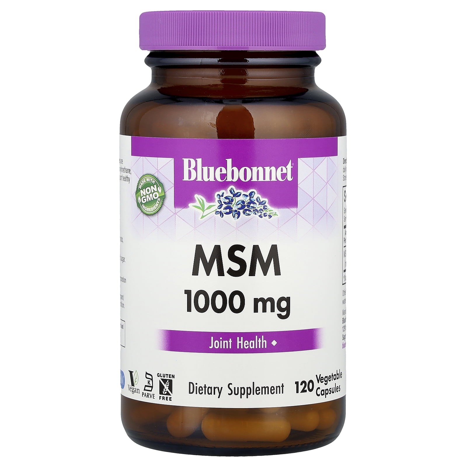 Bluebonnet Nutrition MSM, 1,000 mg, Supplement, 120 Vegetable Capsules ...