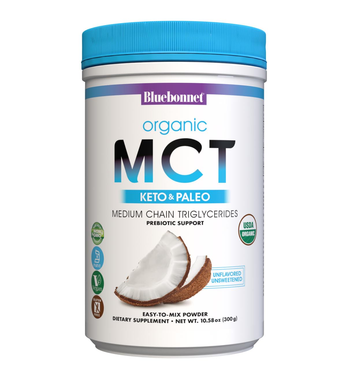 Bluebonnet Organic MCT Powder, Keto & Paleo, USDA Organic, 10.58 oz, 30 ...