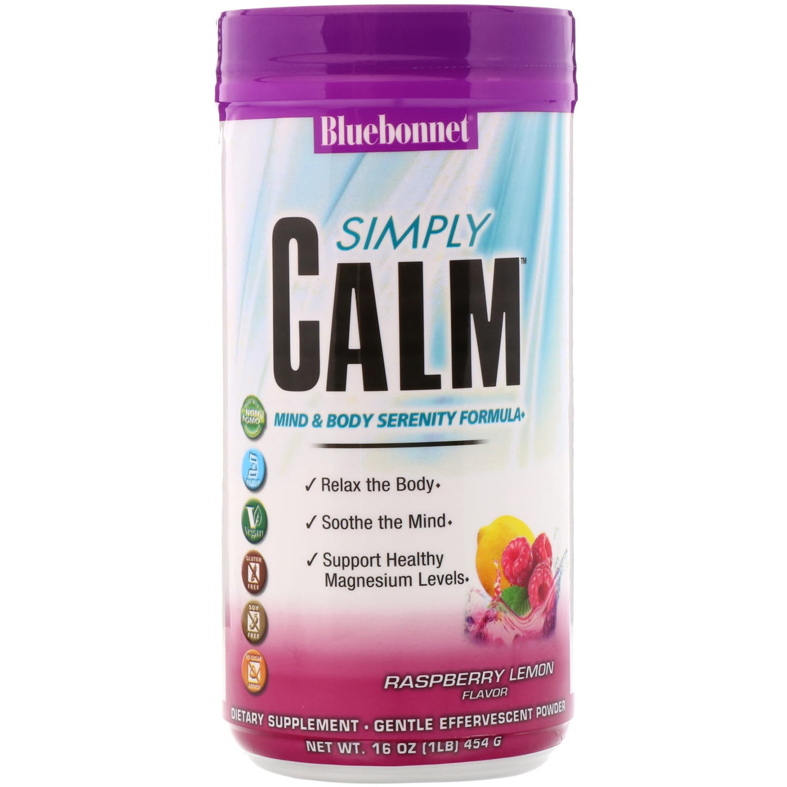 Bluebonnet Simply Calm Magnesium Powder Raspberry Lemon 1lb - Walmart.com