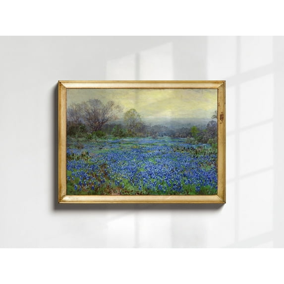 Bluebonnet Poster, Vintage Landscape Art, Texas State Flower ...