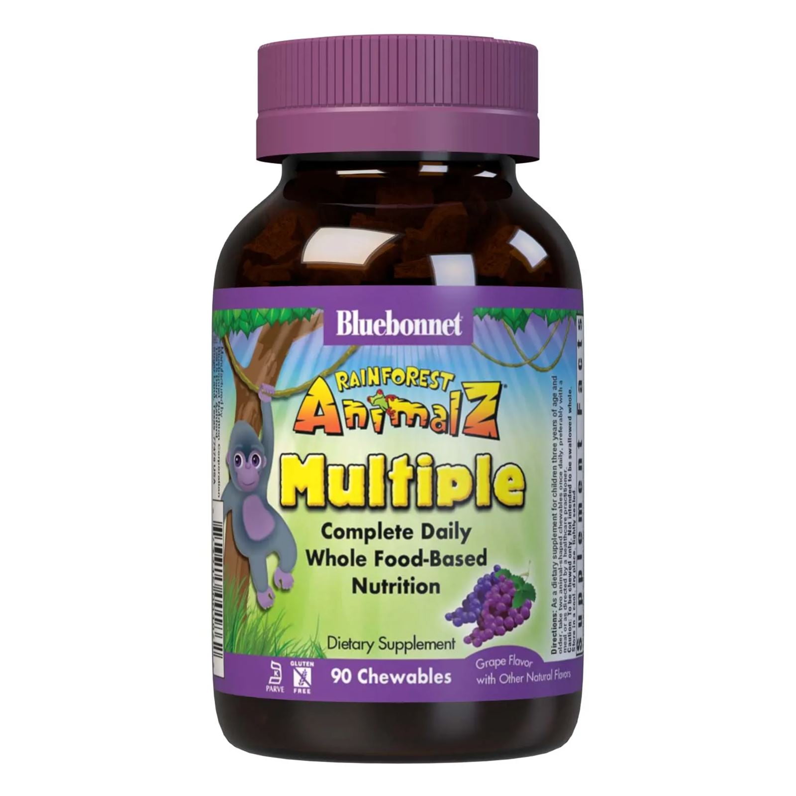 Bluebonnet Rainforest Animalz Kids Vitamins Pack, Whole Food Based ...