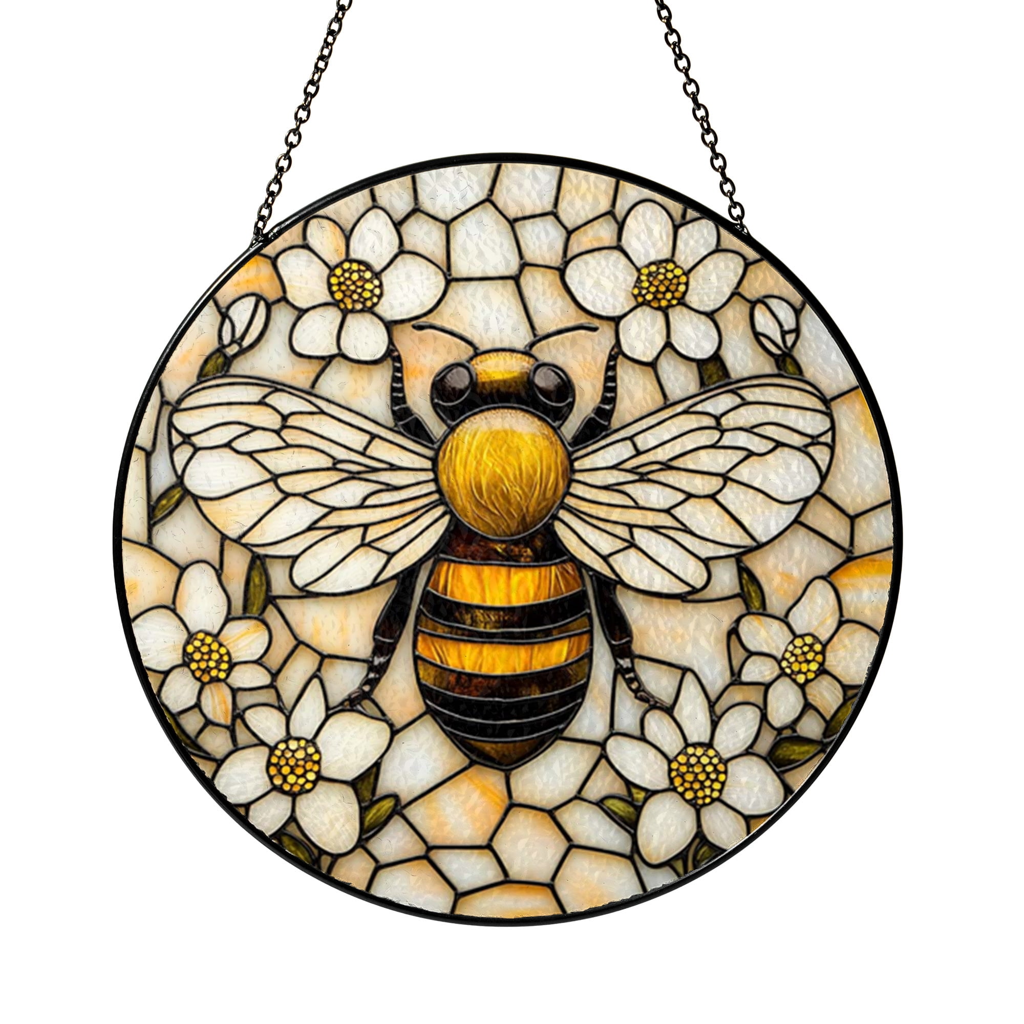 Bluebonnet Stained Glass Floral Round Suncatcher Window Hanging, Texas ...