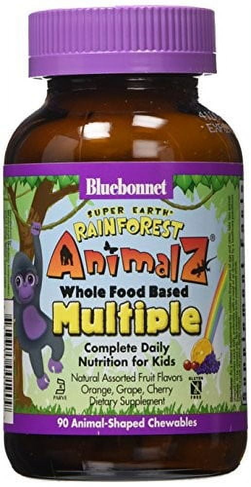 Blue Bonnet Rainforest Animalz Chewable Multivitamin, Orange Grape ...