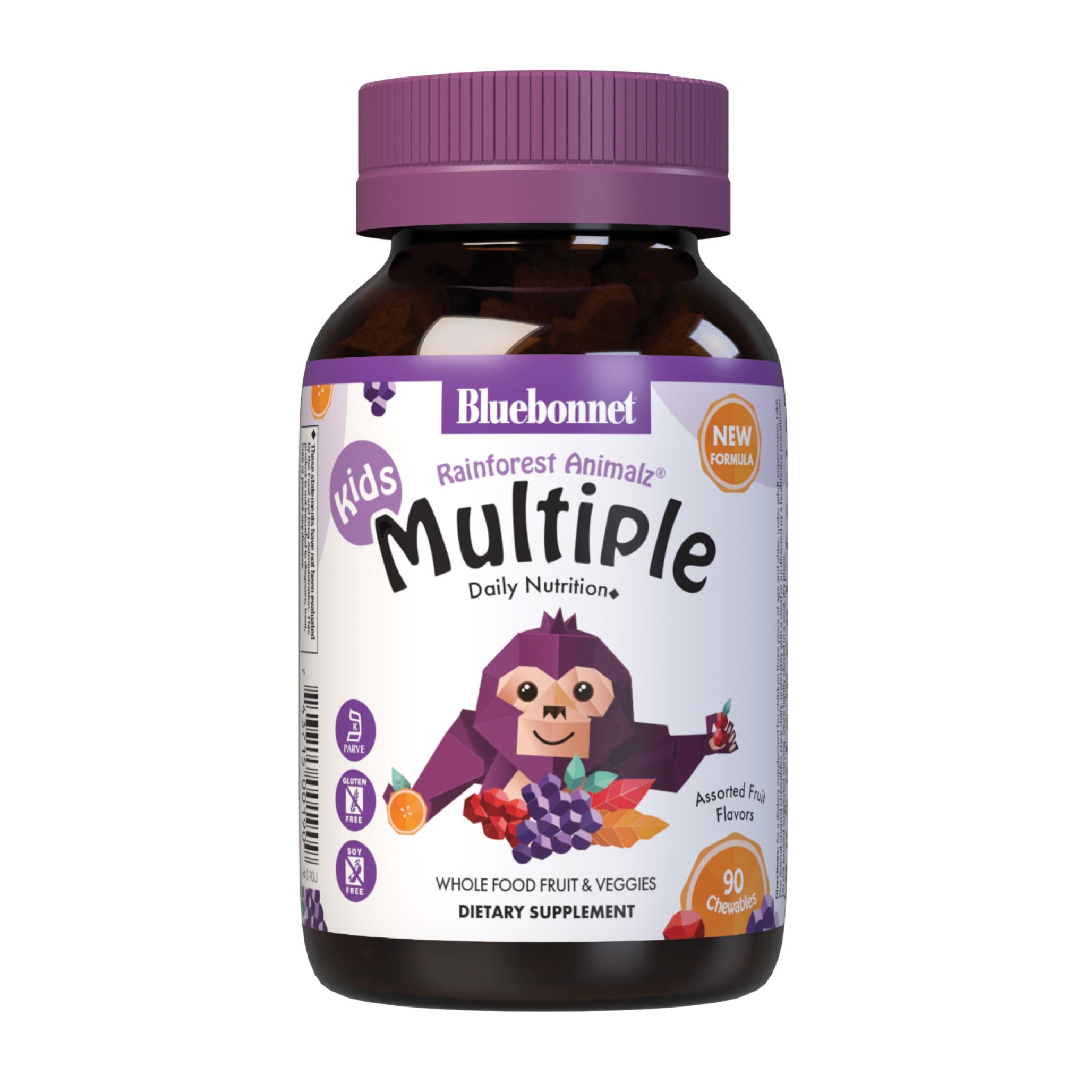 Blue Bonnet Rainforest Animalz Chewable Multivitamin, Orange Grape ...