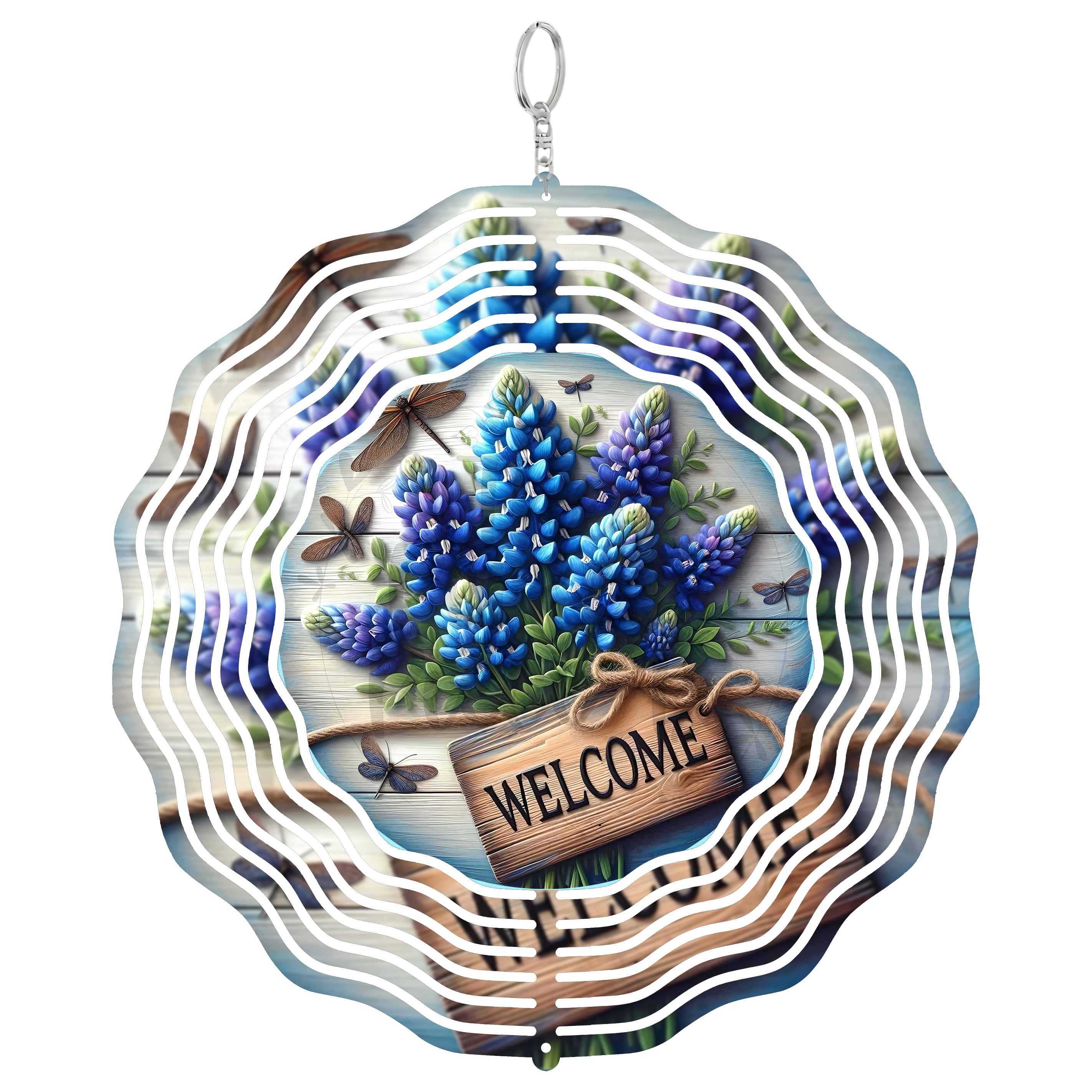 Bluebonnet Welcome 3D Wind Spinner Stainless Steel Texas Flower ...