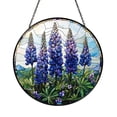 Bluebonnet Wildflower Stained Glass Style Round Window Suncatcher ...